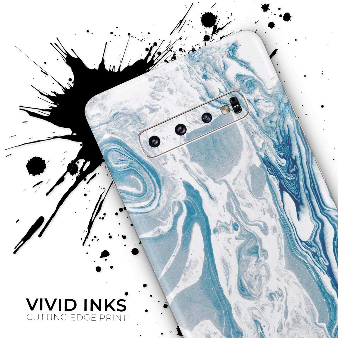 DesignSkinz Mixtured Blue 57 Textured Marble Protective Vinyl Decal Wrap Skin Cover Compatible with The Samsung Galaxy S20 (Screen Trim & Back Glass Skin)