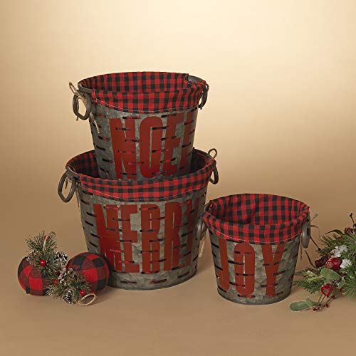 Gerson International S/3 Galvanized Metal Holiday B Home Decor, 12.6InL x 12.4InW x 9.65InH, Red, 3