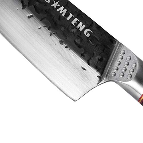 Kitchen Knives 8 Inch -SMTENG Professional chef Knife 3 layer 9CR18MOV clad steel hammered with Pakkwood handle,Multipurpose Top Kitchen Knife for Home and Restaurant