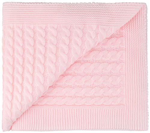 Lilax Baby Cable Knit Blanket Soft Warm Toddler for Boys and Girls 35X30 Inch Pink