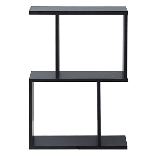 Giantex 2-Tier Bookshelf S Shaped Bookcase, Free Standing Industrial Storage Rack, Suit for Living Room Bedroom Office, Modern Small Bookcase, Black