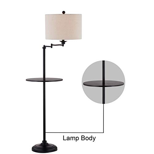 Maxax Floor Lamp for Living Room, Standing Lamp with Swing Arm & Table, for Reading Office, Bedroom, Black Finish - 60 Inches