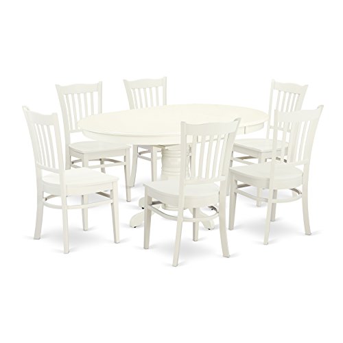 East West Furniture AVGR7-LWH-W Kitchen Set, 7 Pieces