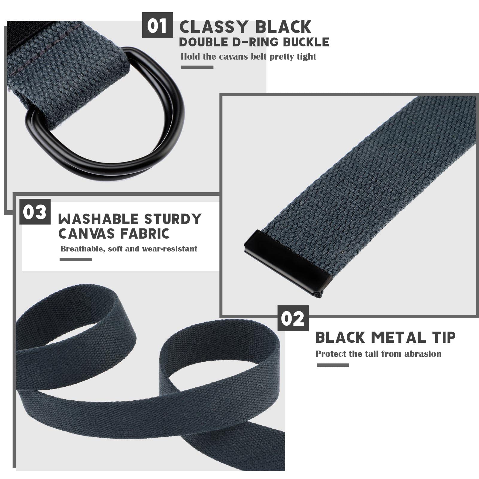 20 Pieces Bulk Canvas Belt for Men Women Web Fabric Casual Belt with Double D Ring 1 1/2'' Wide Canvas Casual Belt