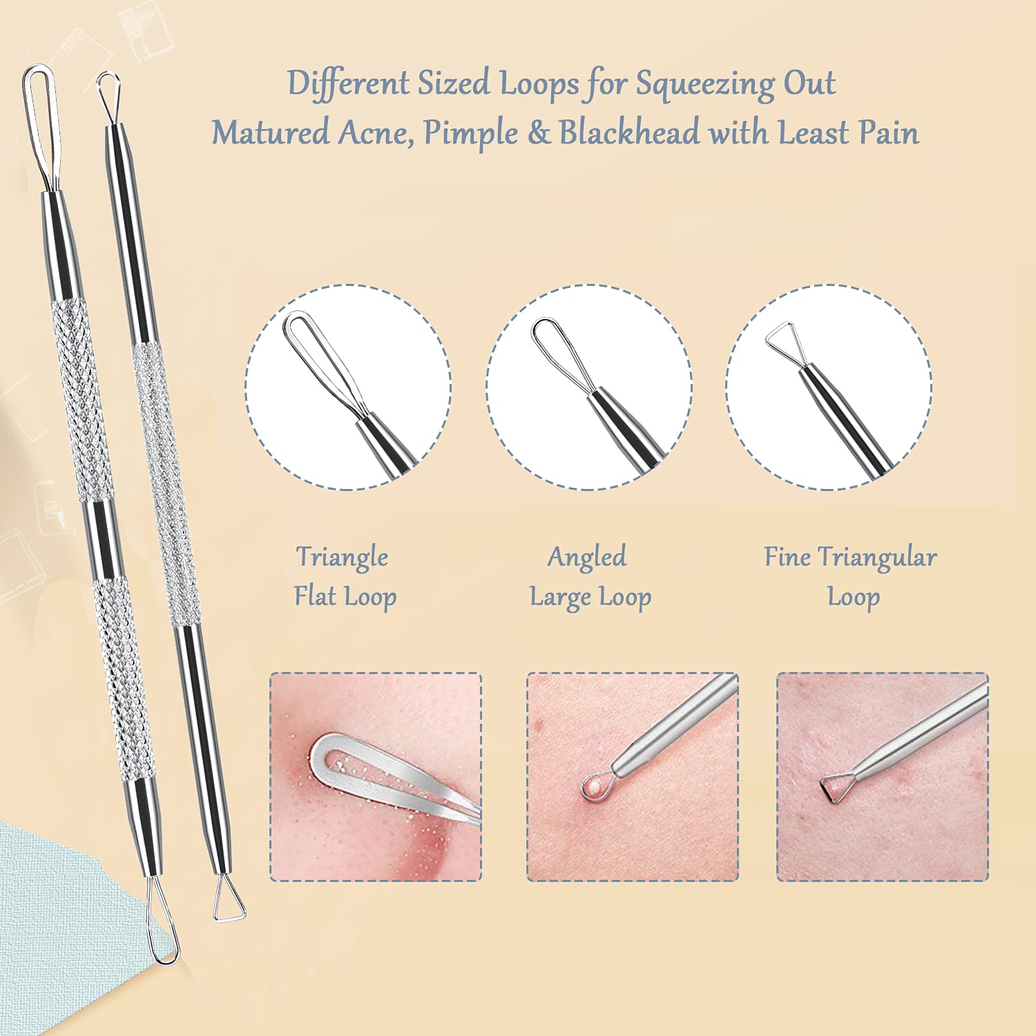 Blackhead Remover Pimple Popper Tool Kit, 6-in-1 Blackhead Comedone Acne Blemish Pimple Extractor Tool Kit Tweezers Kit Skin Care Tools for Face