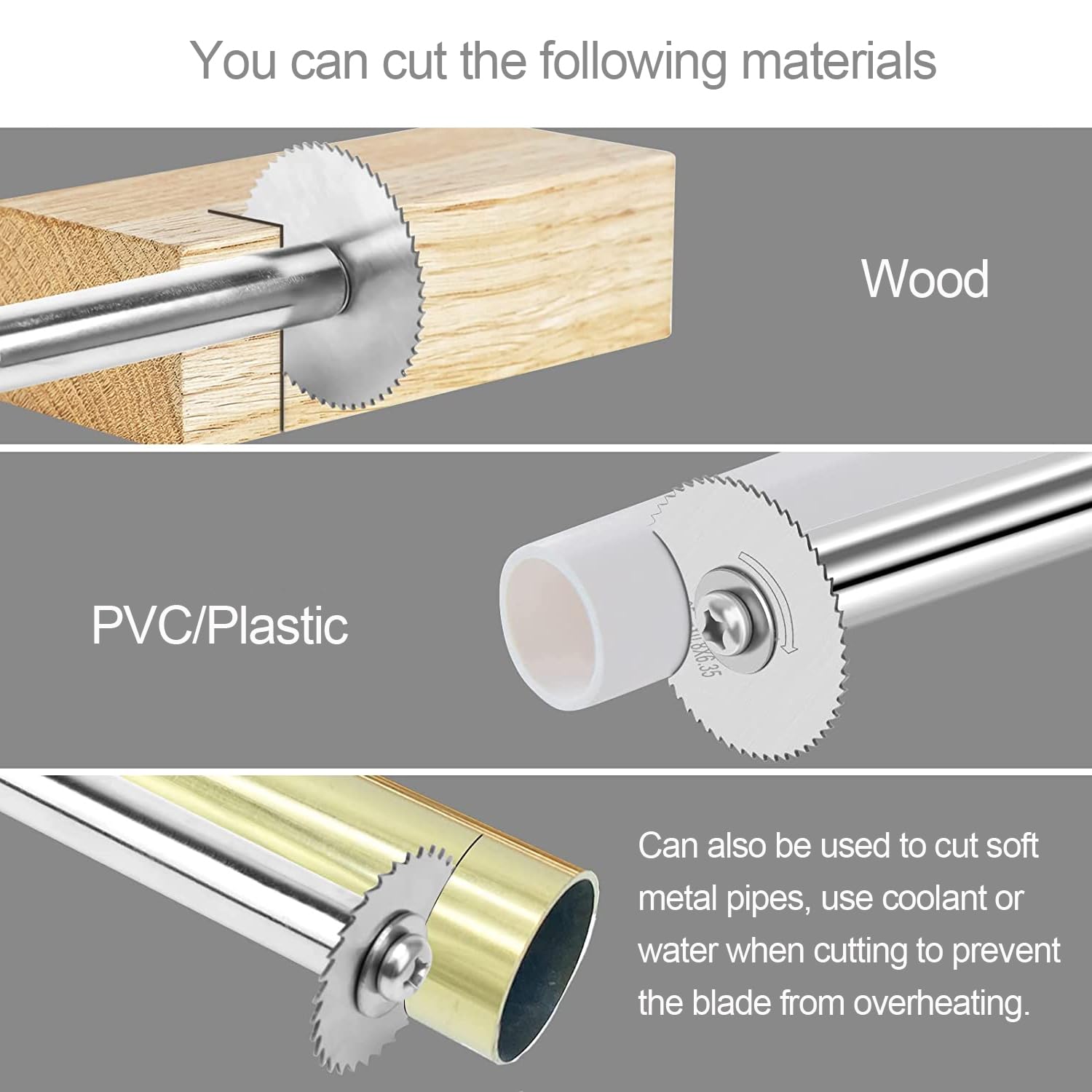 9PCS PVC Pipe Inside Cutter Set (6Pcs Rotary Drill Saw Blades with 1/4" Hex Shank & Round Shank) Plastic Plumbing Inside Cutter, HSS Saw Disc Wheel Cutting Blades for Drills Rotary Tools