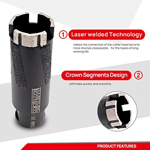 DT-DIATOOL Diamond Core Drill Bit 2" - Welded Hole Saw 50mm with 5/8-11 Arbor for Granite Marble Concrete Hard Stone
