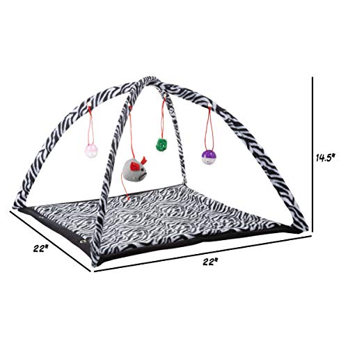 Cat Activity Center- Interactive Play Area Station for Cats, Kittens with Fleece Mat, Hanging Toys, Foldable Design for Exercise, Napping by PETMAKER