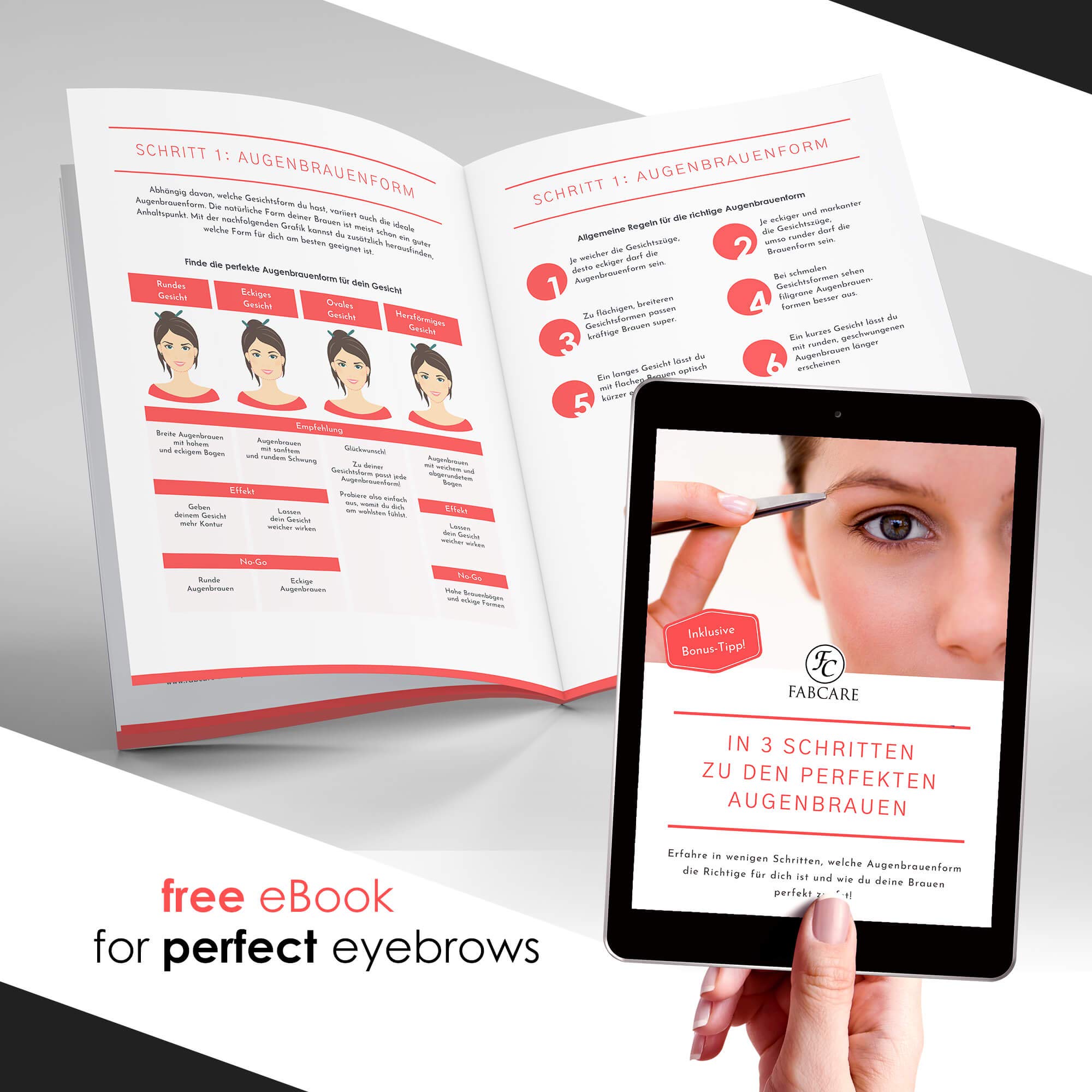 FABCARE Tweezers for plucking eyebrows with slanted tips, includes case, professional non-slip coating, high-quality tool for hair removal, suitable for men and women, precise and durable design.
