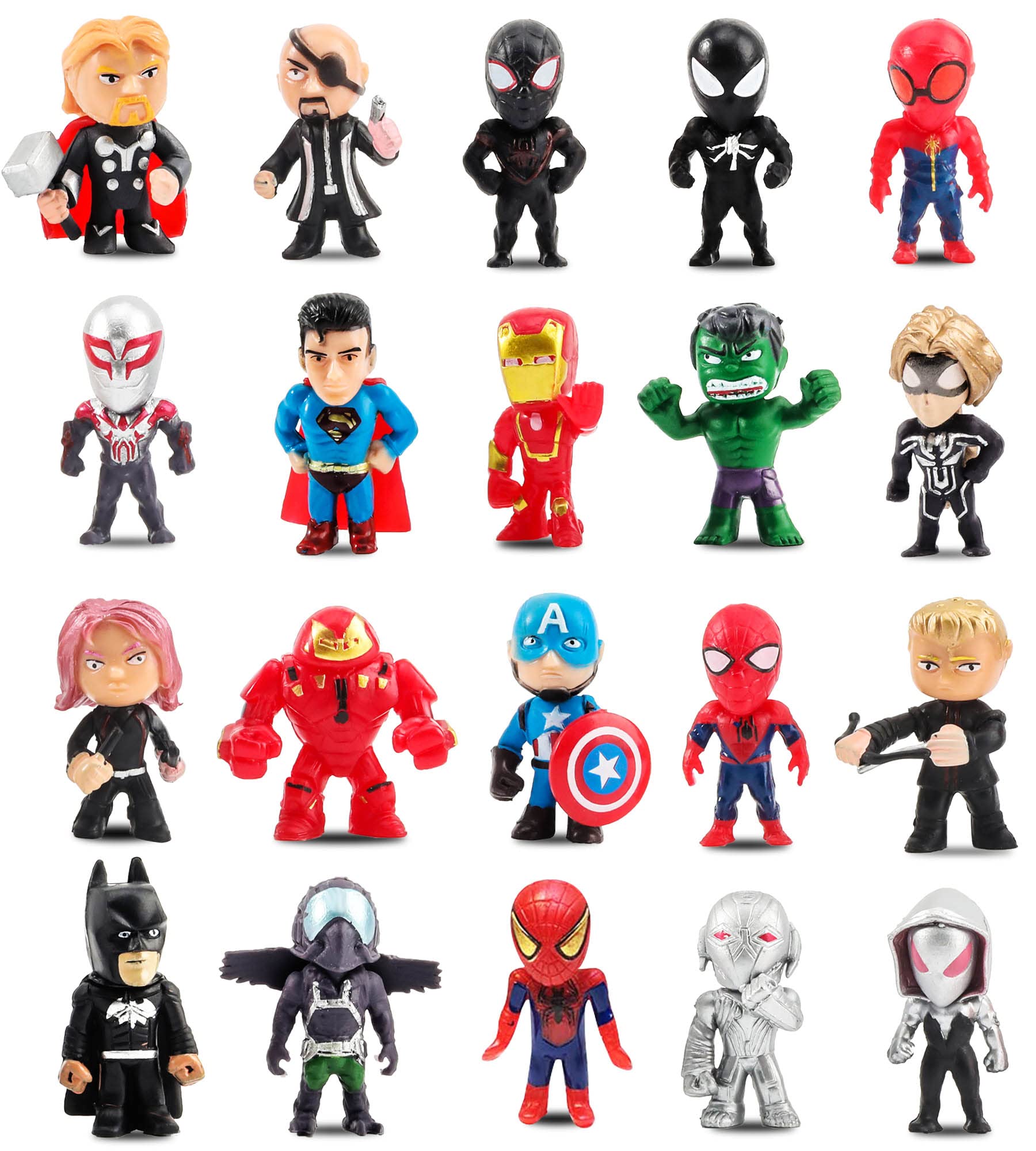 20 Pieces Hero Action Figures Sets, Mini Action Figures for Boys Toys, Birthday Party Gifts Cupcake Toppers Decoration