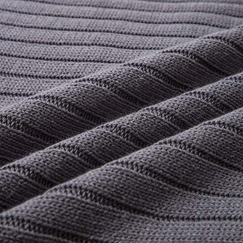 Fomoom Pom Pom Throw Blanket, Chunky Knit Pom Poms Throw Blanket, Decorative Knitted Cotton Blanket with Pompom Tassels for Gift (Dark Gray, 59"x79")