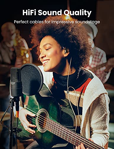 UGREEN MMCX Cable 8 Core 3.5mm to Dual MMCX Audio Cable, Silver Plated Earphone Replacement Cable HiFi Sound Audio Jack Compatible with Shure SE215 SE315 TIN Audio T2 T3, 4FT (MMCX 3.5mm)