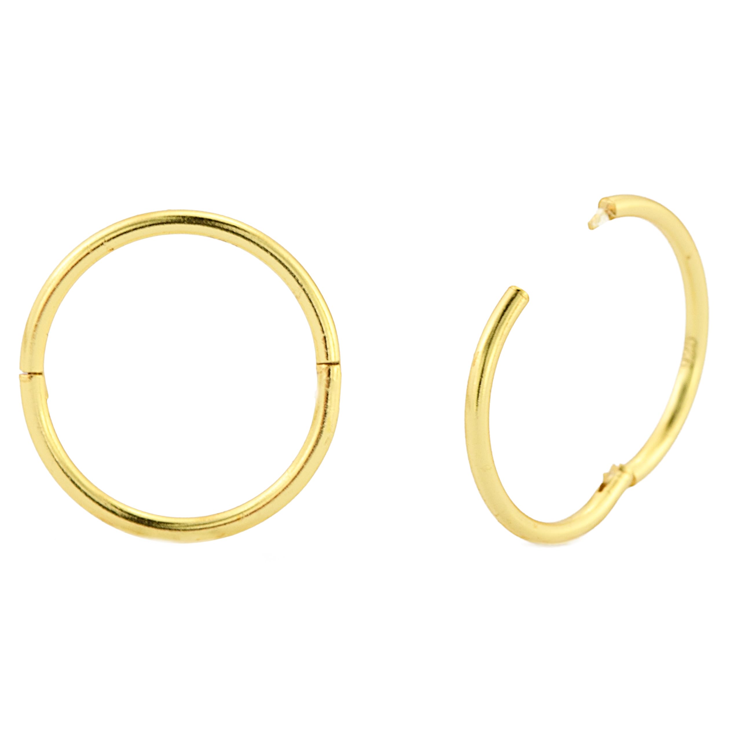 24K Gold Plated On 925 Sterling Silver Hoop Earrings - Small Thin Handcrafted