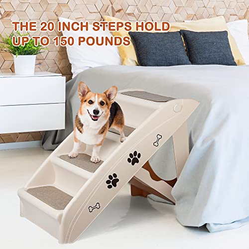 Dog Stairs to Bed Pet Stairs Dog Steps for Small Dogs Washable Carpet Pet Stairs for High Bed Foldable Plastic Pet Steps
