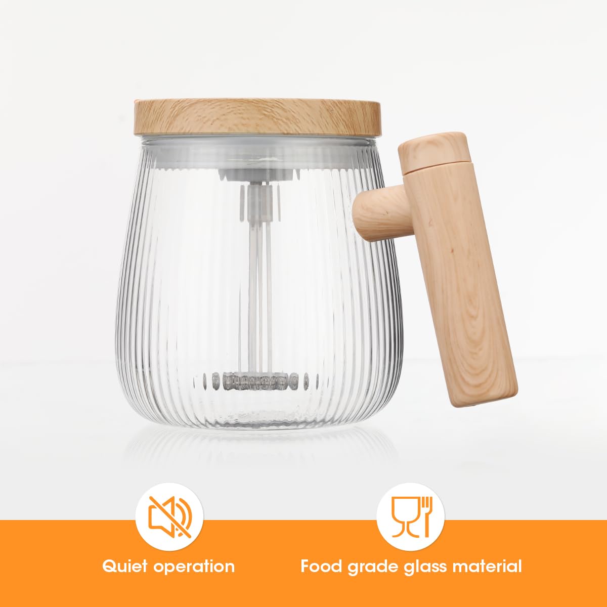 Aieve Electric Milk Frother Cup, USB Handheld Milk Frother Self Mix Cup with Lid Foam Maker for Latte,Cappuccino
