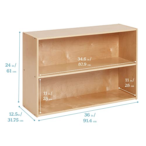 ECR4Kids Streamline 2-Shelf Storage Cabinet, 24in, Kid's Bookshelf, Natural
