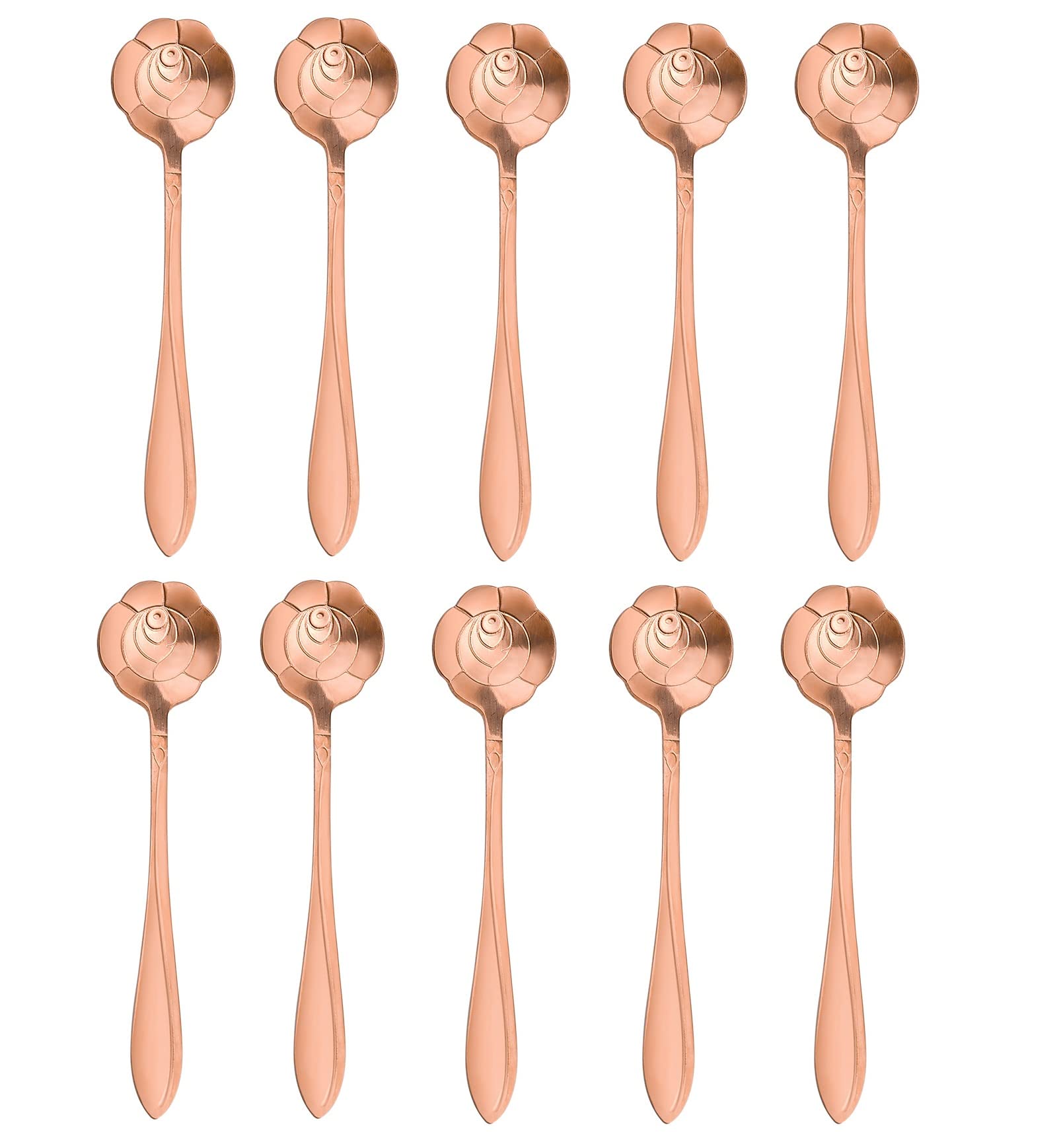 20 Pieces Stainless Steel Rose Flower Coffee Spoon Dessert Spoon Sugar Spoon Ice Cream Spoon Stirring Spoon Tea Spoon Milkshake Spoon Set for Tableware Kitchen, Cafe or Bar Rose Gold
