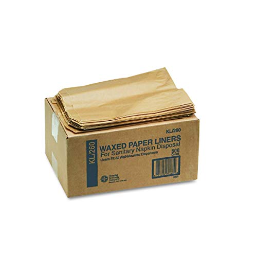 KL Waxed Kraft Feminine Hygiene Liner Bag with Gusset | 10.25" x 7.5" x 3.5" | (Case of 500) | New Pack