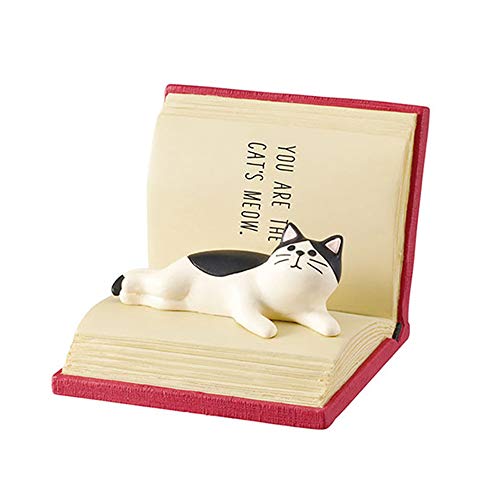 Suillty Lovely Cat Lay on Magic Book Cell Phone Stand Holder,Desktop Animal Smartphone Support Cradle Dock Table Decoration