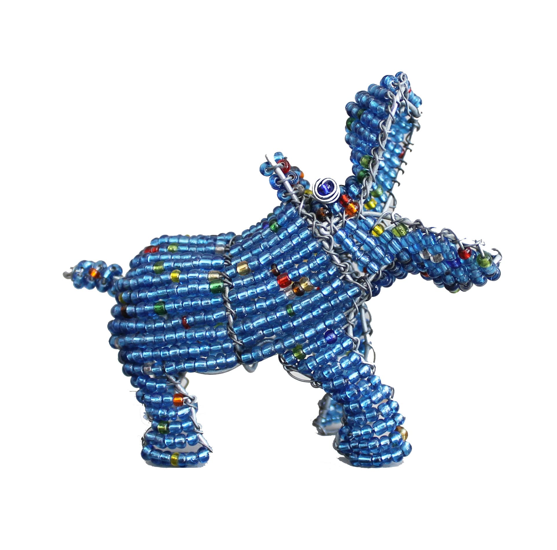 3.5'' 5'' Small Africa Wire and Beads Blue Hippo Hand Made Home Decor Great African Gift South Africa Beaded Animal H