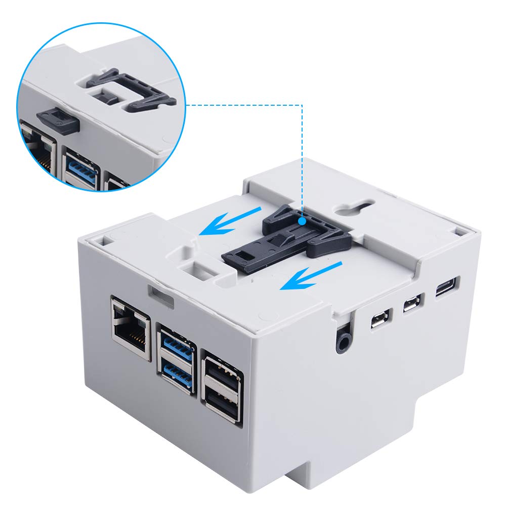 GeeekPi Case for Raspberry Pi 4, DIN Rail Case with Fan for Raspberry Pi 4, Modular Box for Electrical Panels, Pi 4 Heatsinks for Raspberry Pi 4 Model B