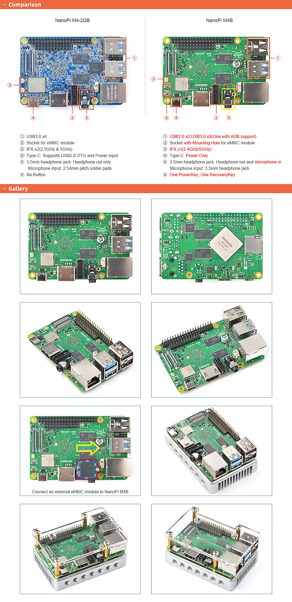 FriendlyARM NanoPi M4B 2GB DDR3 Rockchip RK3399 SoC 2.4G & 5G Dual-Band WiFi,Support Android and Ubuntu, AI and deep Learning