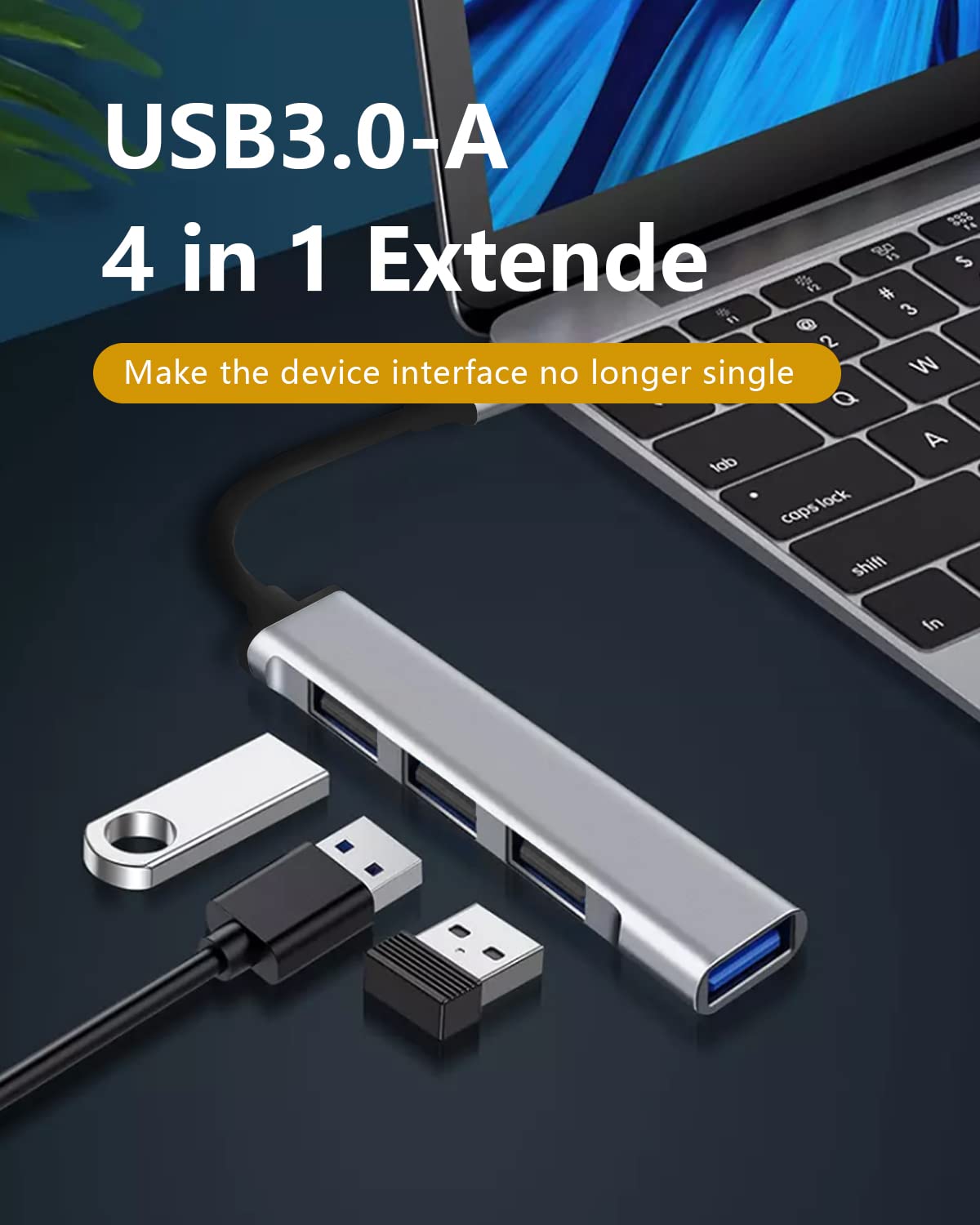 Auorange USB Hub, 4-Port USB 3.0 2.0 Hub USB Splitter Charging Supported Compatible with MacBook, Laptop, Surface Pro, PS4, PC, Flash Drive, Mobile HDD