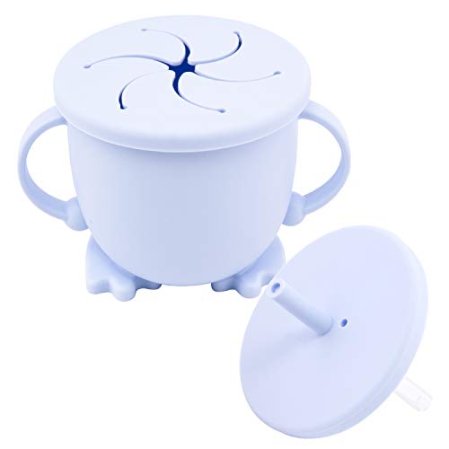 Linowos 2-in-1 Snack Cup & Spill-Proof Cup, Snack Cup | Silicone Toddler Spill Proof Sippy Cup 150ml with Level Indicator - Perfect for Toddlers & Babies Training