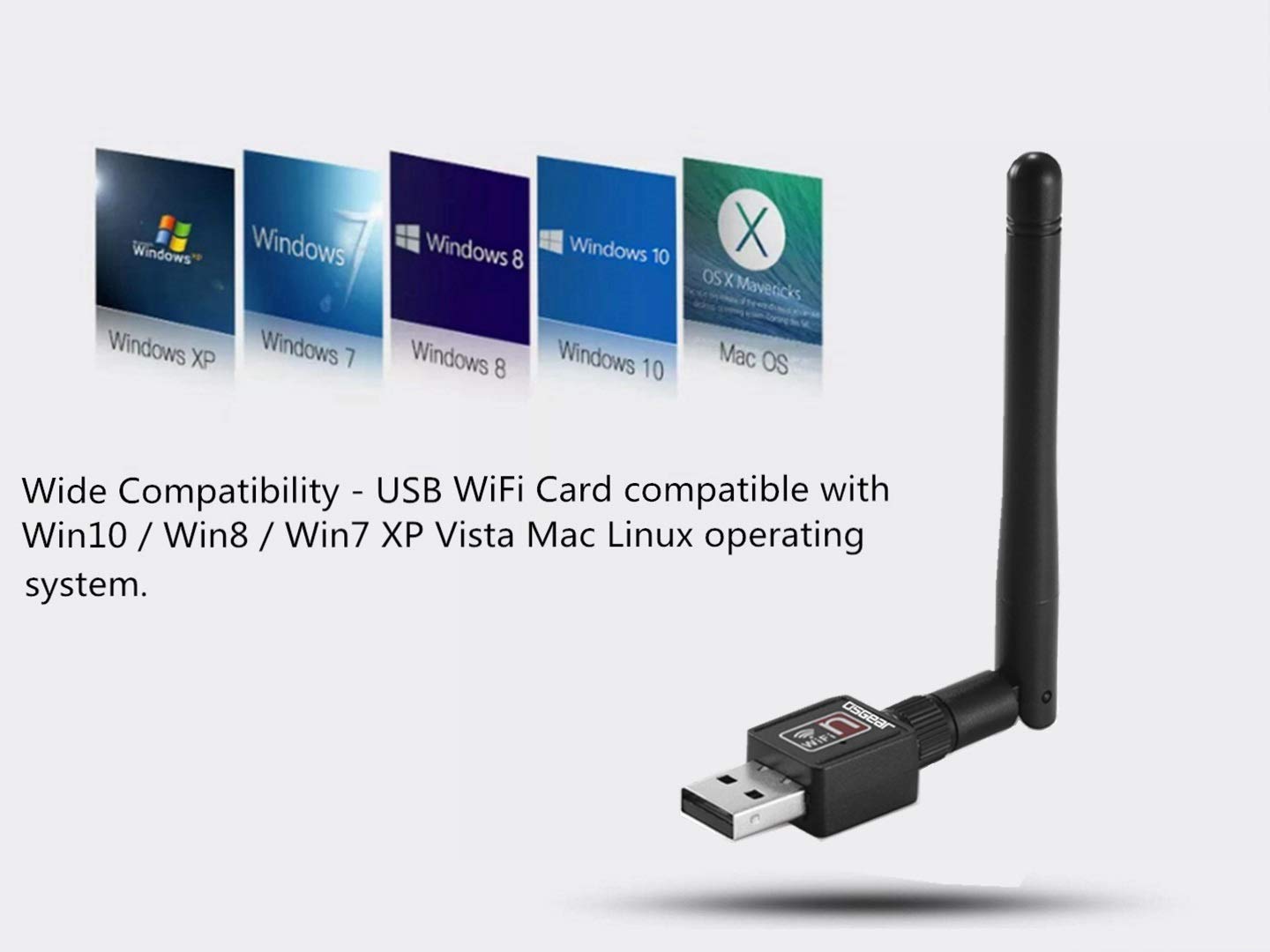 OSGEAR USB WiFi Adapter for PC 150Mbps Wireless Network Card Dongle 802.11N 2.4GHz with High Gain Antenna with Windows 10 8 7 XP Mac Linux Driver Support