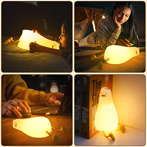 Cute Duck LED Night Light, 3 Level Dimmable Lying Flat Duck Night Light for Kids/Adult, Type-C Rechargeable Bedside Touch Night Lamp, Kawaii Stuff duck Lamp, Nightlight for Bedroom, Breastfeeding