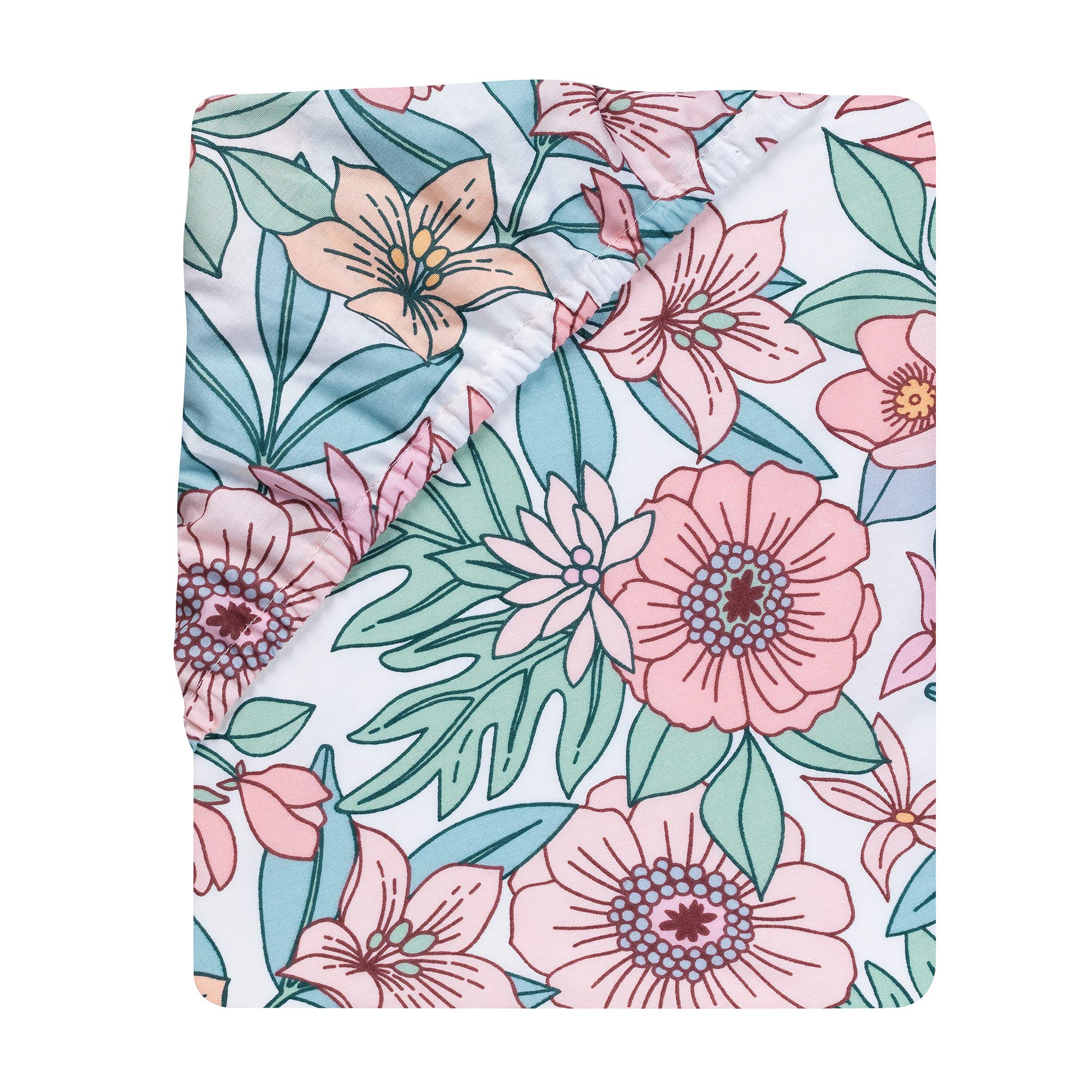 Lambs & Ivy Giraffe and a Half 100% Cotton Floral Fitted Crib Sheet