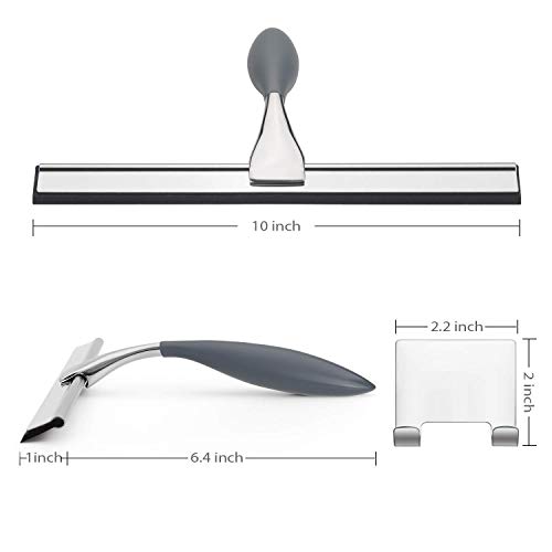 Bundle Set of Adhesive Bathroom Shower Shelf and Stainless Steel Shower Squeege 10 Inches