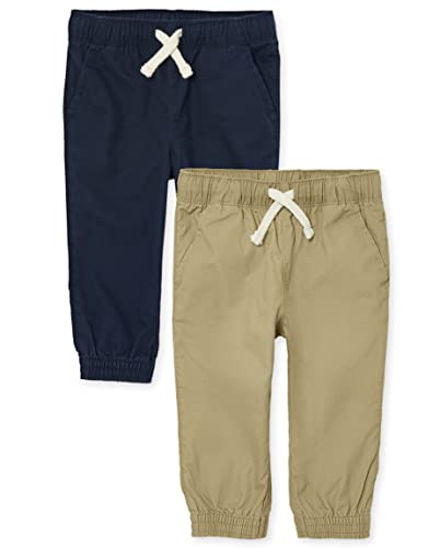 The Children's Place baby boys and Toddler Jogger 2-pack Pants, Flax/Tidal 2 Pack, 4T US