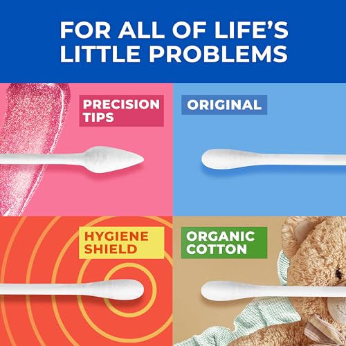 Q-tips Antimicrobial Swabs for Cleaning are Made with 100 Percent Cotton, 300 Count, Pack of 12