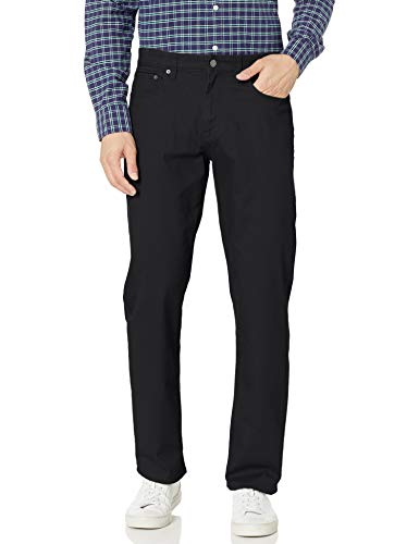 Amazon Essentials Men's Relaxed-Fit 5-Pocket Stretch Twill Pant, Black, 35W x 32L