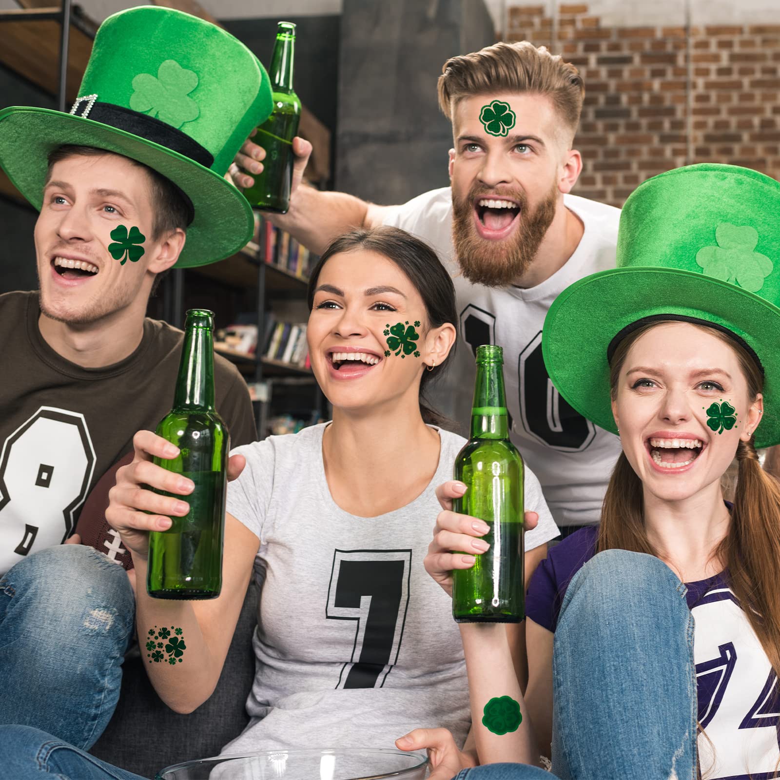74 Sheets St. Patrick's Day Tattoos Stickers, Include St. Patrick Day Stickers, Shamrock Tattoos and Green Temporary Tattoos, Lucky Clover Temporary Tattoos for Party Favors Accessories or Irish Party