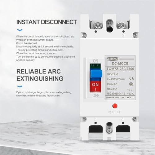 2P DC 600V DC Solar Molded Case Circuit Breaker MCCB Overload Protection Switch Protector for Solar Photovoltaic PV (Size : 150A)