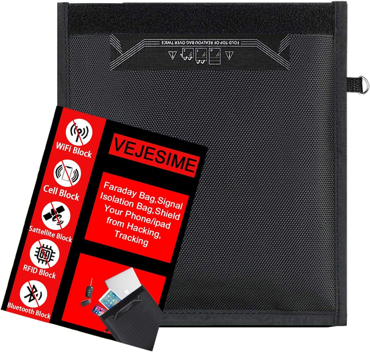 Farday Bag,Signal Isolation Bag,Shield Your Phone/ipad from Hacking,Tracking,and EM Protection Radiation with This Pouch -Shields NFC/WiFi/Bluetooth for Phones,Key Fobs and Credit Card (9.8"X11")