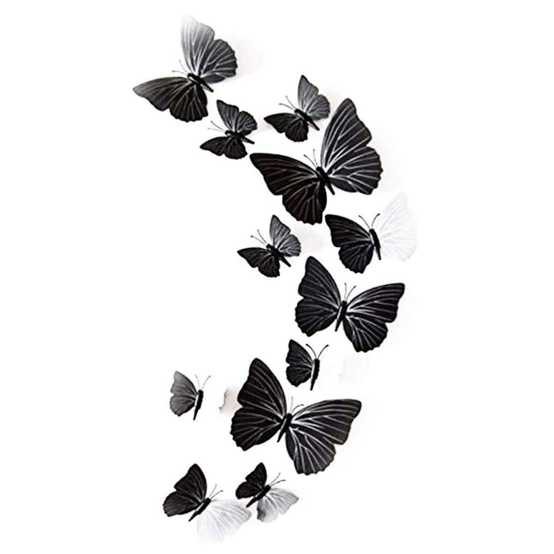 3D Butterfly Wall Decals 12 Pieces 3D Butterfly Stickers Fashion Design DIY Wall Decoration Butterfly Wall Decals for House Decoration-Black