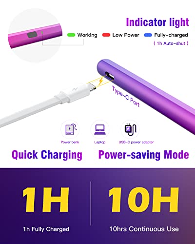 TiMOVO Stylus Pen for iPad Pencil Palm Rejection Tilt High Precision Apple Pencil for iPad 10/9/8/7/6th Generation, iPad Pro 13/12.9/11",iPad Air 11&13" (M2) 2024/6/5/4/3th,Mini 6/5, Gradient Purple