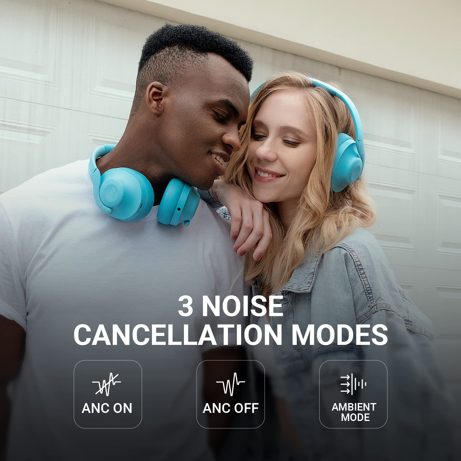 233621 Shell Noise Cancelling Headphones. Lightweight Over Ear ANC Bluetooth Headphones. Fast Charge, 60 Hours Playtime, Wireless Headphones with Call Noise Reduction for Improved Call Quality (Ice)