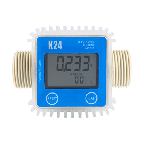 Fuel Meter K24 Turbine Digital Fuel Flowmeter with LCD Display for Chemicals Liquid Water Blue