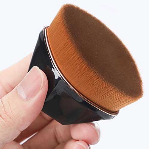 Foundation Brush Flat Top Makeup Brush, Premium Kabuki Hexagon Makeup Brush for Blending Liquid, Cream or Flawless Powder Blush Cosmetics with Storage Case (Black)