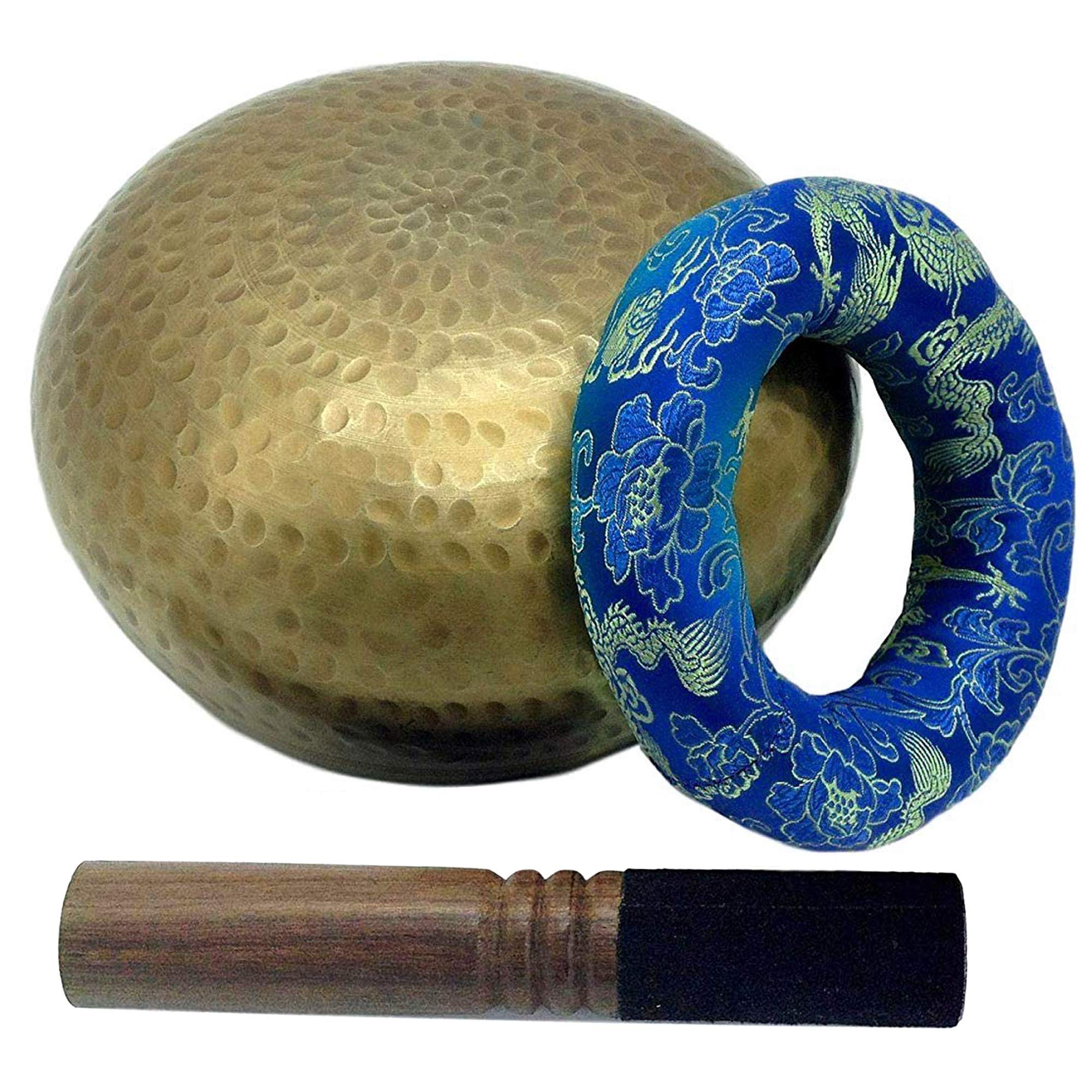 2.2 Pounds Large 5.90 Inches Meditation Grade Professional Quality Hand Hammered Tibetan Singing Bowl Set Yoga Sound Bowl Made with Seven Metals for Healing and Relaxation