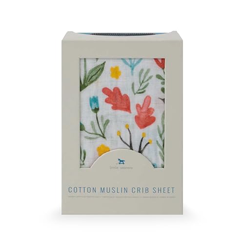 Little Unicorn – Meadow Fitted Crib Sheet | Fitted Crib Sheet | 100% Cotton Muslin | Super Soft | Sized for Standard Baby Crib & Toddler Mattress | Machine Washable | 52” x 28” x 9”