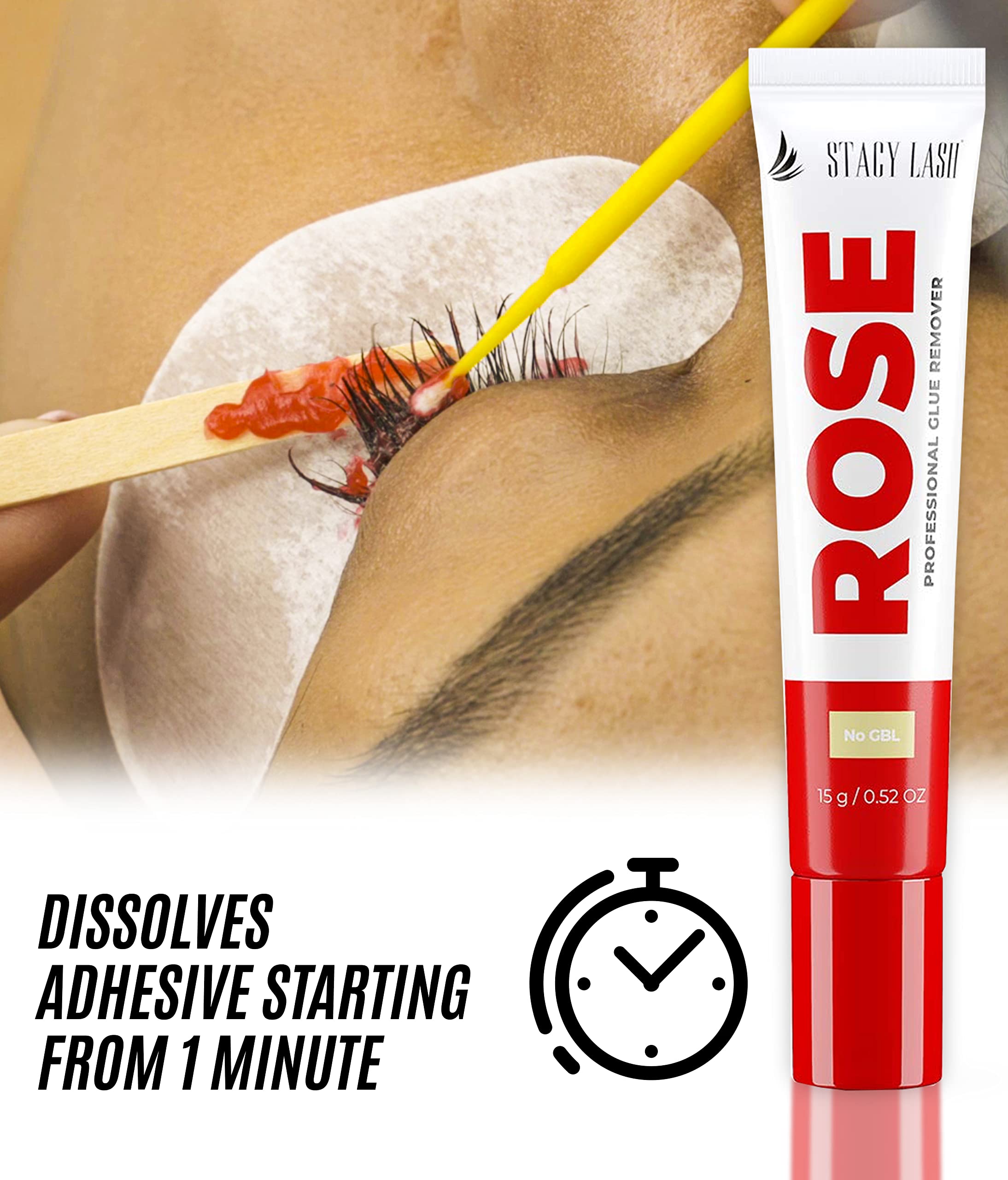 Lash Remover for Lash Extensions by Stacy Lash (0.52oz / 15g) / Rose Eye Lash Glue Remover/Fast Adhesive Dissolution time - 60 sec/Professional Eyelash Extension Supplies/Salon Lash Removal