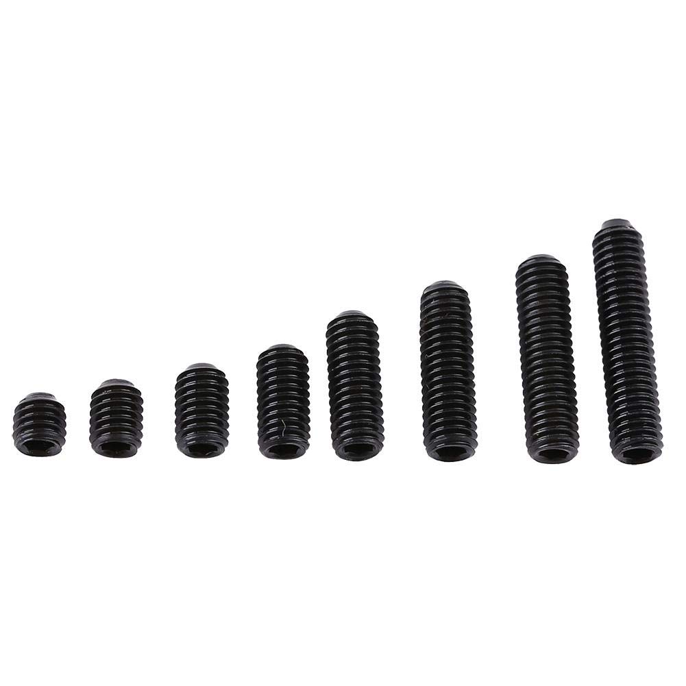 Fdit 200pcs M3 Black Carbon Steel Socket Cup Point Grub Set Screw Assortment