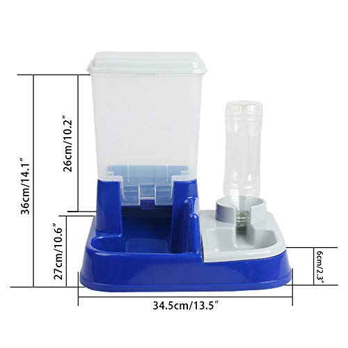 PAWISE Pet Feeder Food and Water Dispenser Dog 2 in 1 Self-Feeding Bowl Cat Automatic Feeder,Durable Plastic Pet Food Bowl for Small Medium Cats, Dogs, 5L Capacity