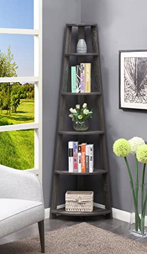 Convenience Concepts Newport 5 Tier Corner Bookcase, Weathered Gray