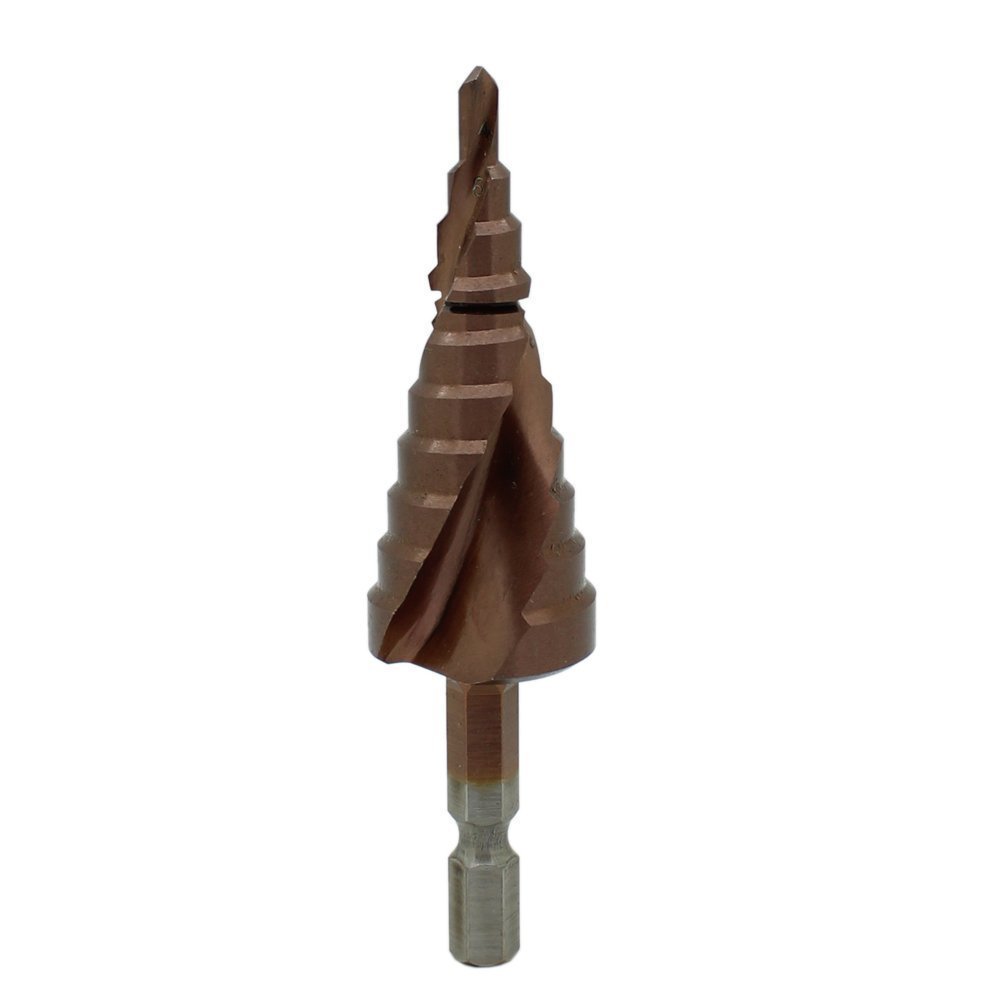 Chiloskit M35 Cobalt Spiral Grooved Industrial Unibit Step Drill Bits Stainless Steel Metal Woodworking Hole Drilling Tool Bit, Set of 5